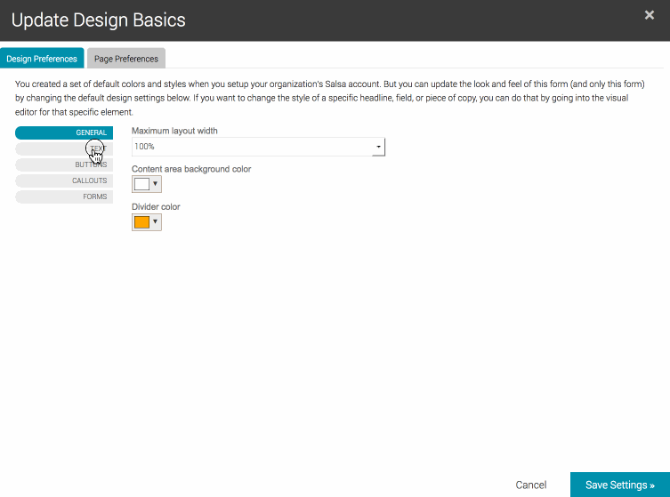 Visual Editor for Activities and Messages – Salsa Help Center